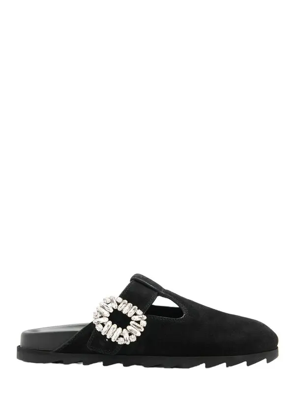 ROGER VIVIER Slidy Viv Suede Mules - Black