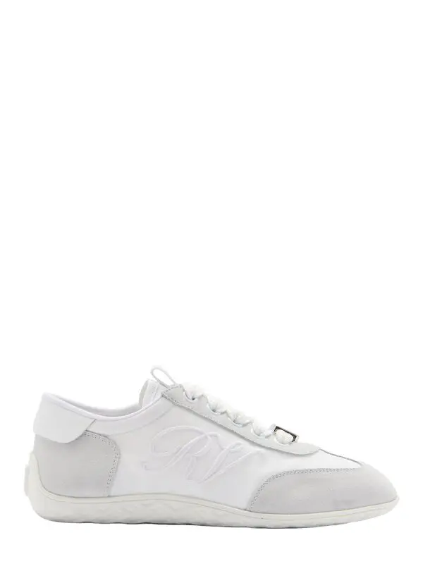 ROGER VIVIER Viv Suede-trimmed Canvas Sneakers - White