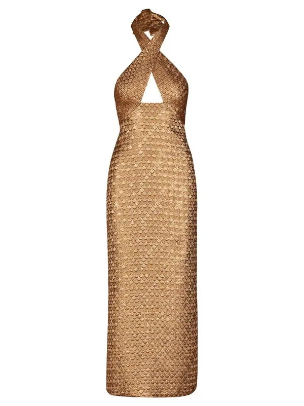 Johanna Ortiz Jacquard Midi Dress - Gold
