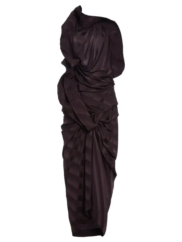 Dries Van Noten Dolla Draped Silk Midi Dress - Purple