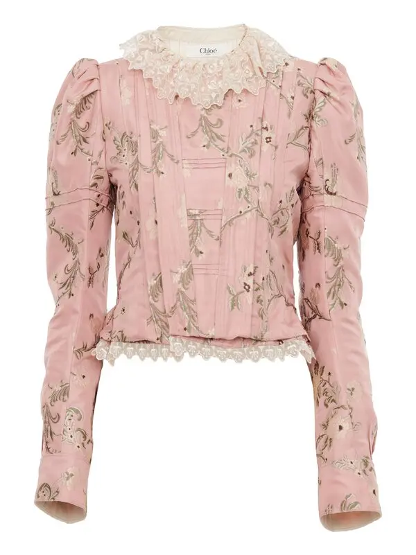 Chloé Fitted Floral Taffeta Jacquard Jacket - Pink