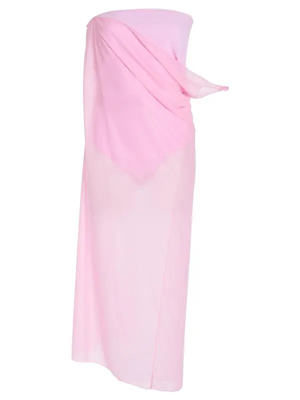 COURREGES Single-sleeve Sheath Midi Dress - Light Pink