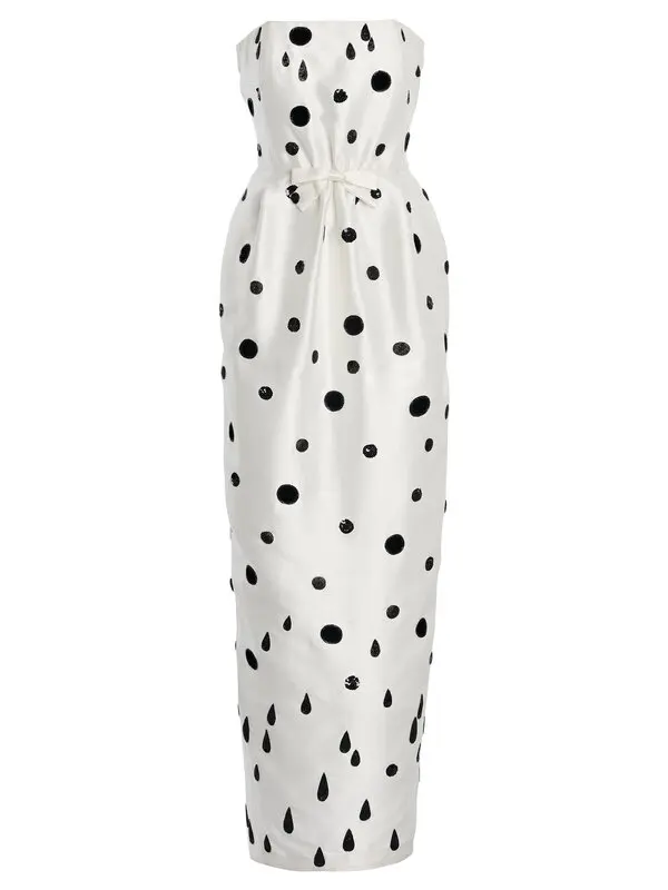 Bernadette Lenette Satin Maxi Dress - Black,white