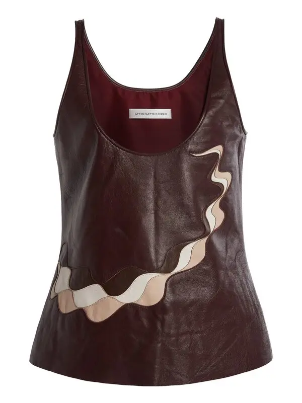 Christopher Esber Fragment Leather Tank - Burgundy
