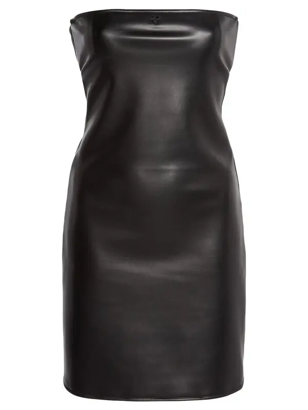 COURREGES Cut-out Faux-leather Lingerie Mini Dress - Black
