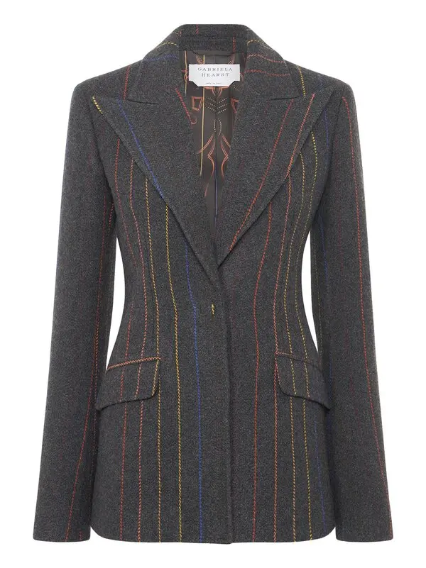 Gabriela Hearst Leiva Striped Wool-cashmere Blazer - Grey