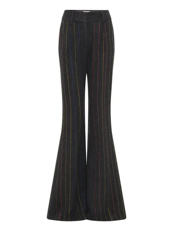 Gabriela Hearst Rhein Striped Wool-cashmere Flared Pants - Grey