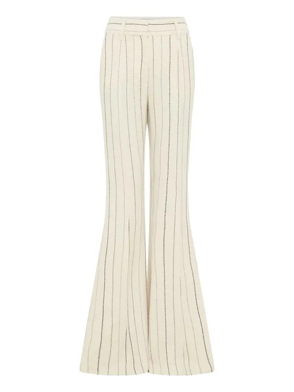 Gabriela Hearst Rhein Striped Wool-cashmere Flared Pants - Ivory