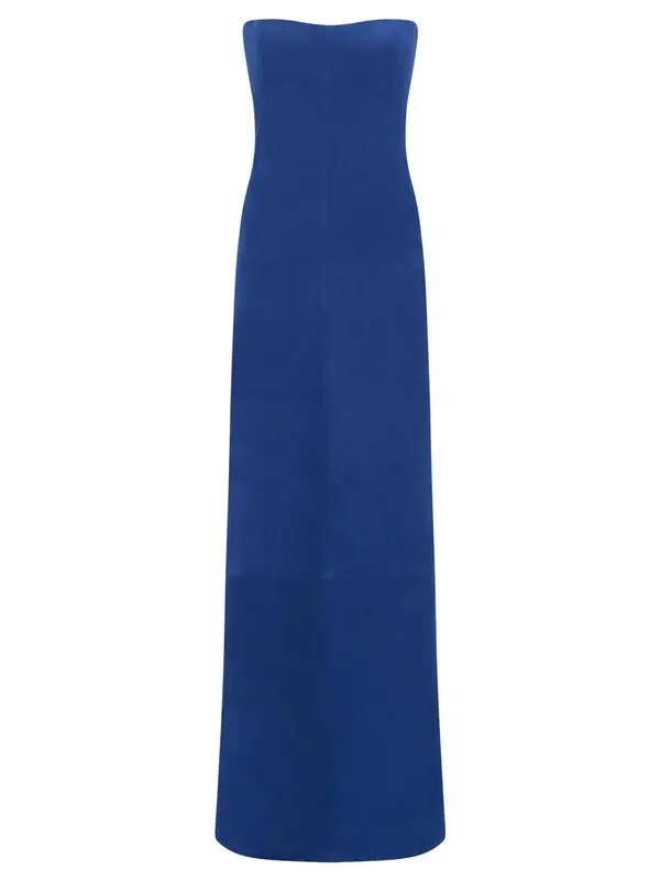 Gabriela Hearst Ivara Strapless Maxi Dress - Blue