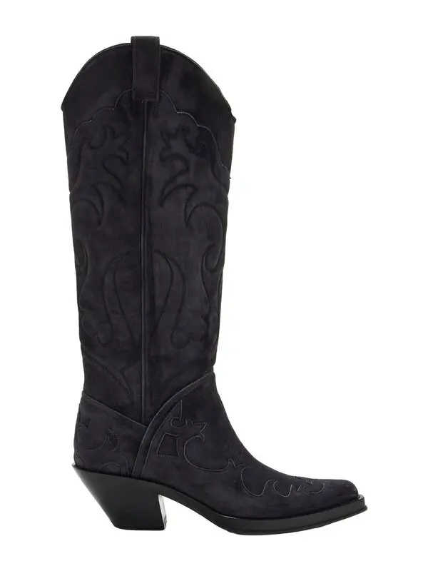 Gabriela Hearst Capitana Suede Western Boots - Black