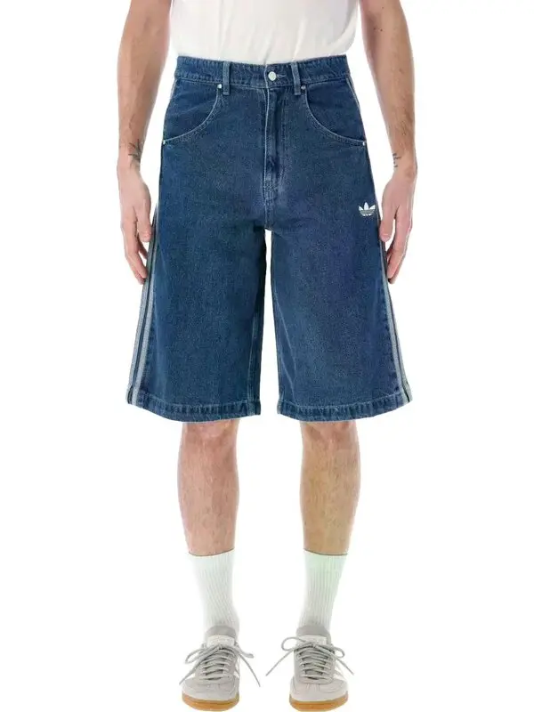 Adidas Wide-leg Denim Shorts - Blue