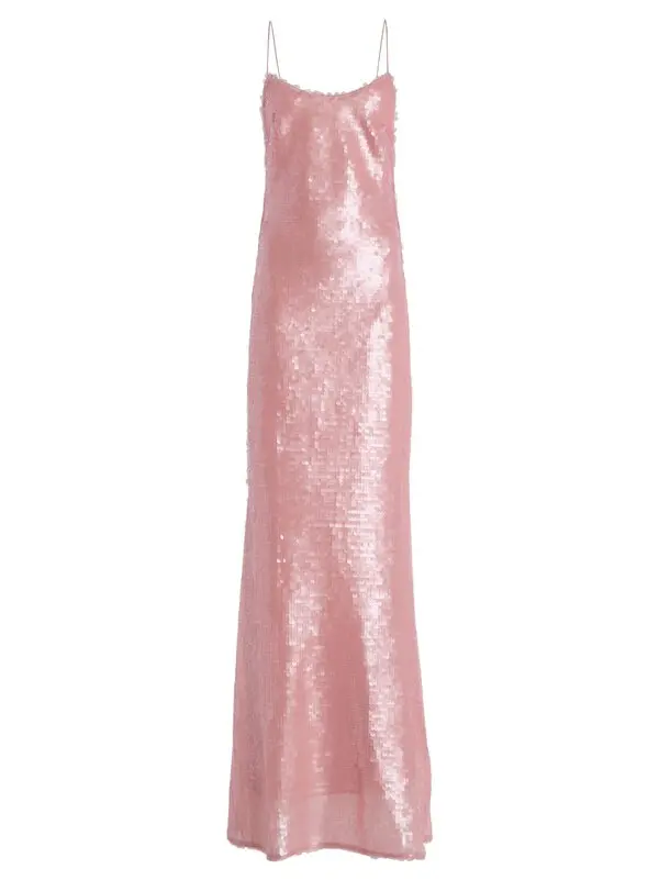 THE NEW ARRIVALS ILKYAZ OZEL Exclusive Gwenyth Sequinned Maxi Slip Dress - Pink