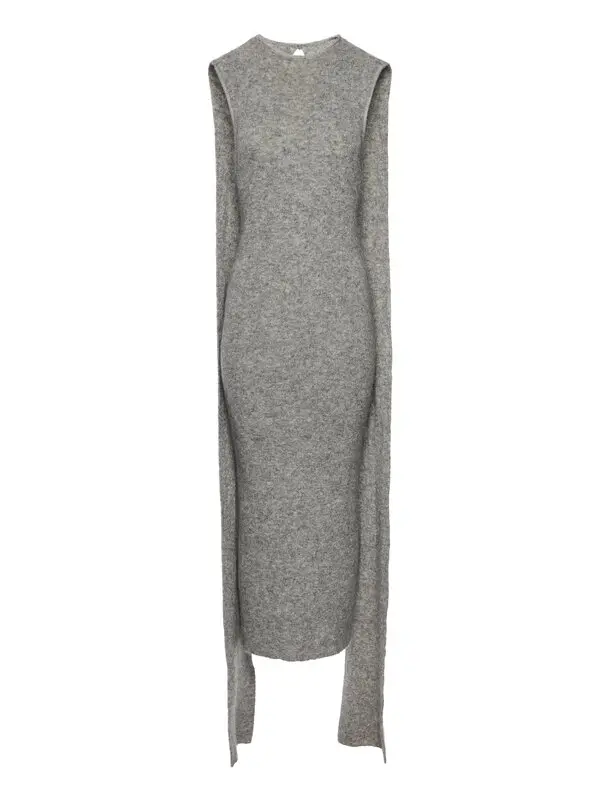 Magda Butrym Scarf-detailed Mohair-blend Maxi Dress - Grey