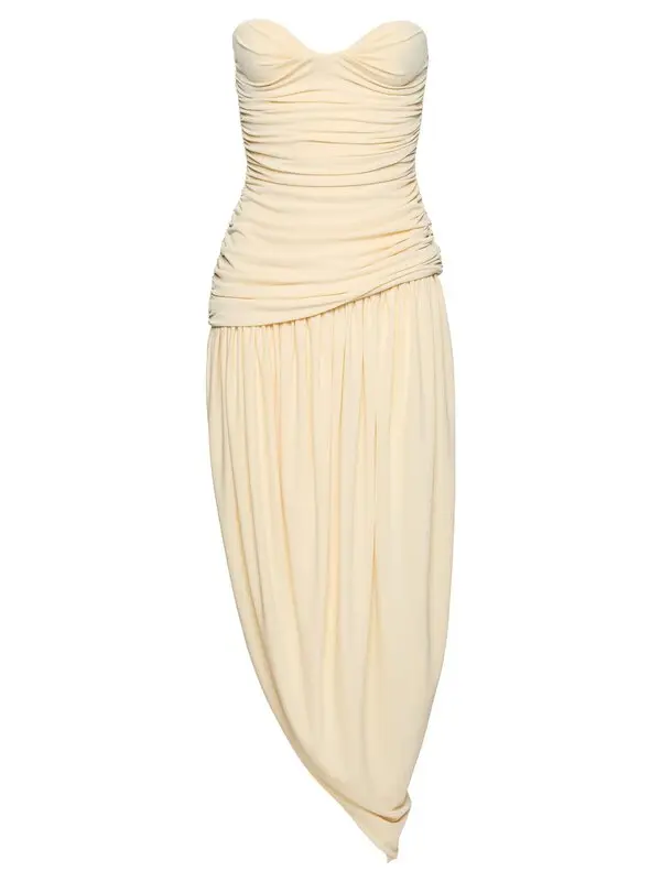 Magda Butrym Asymmetric Ruched Maxi Dress - Ivory