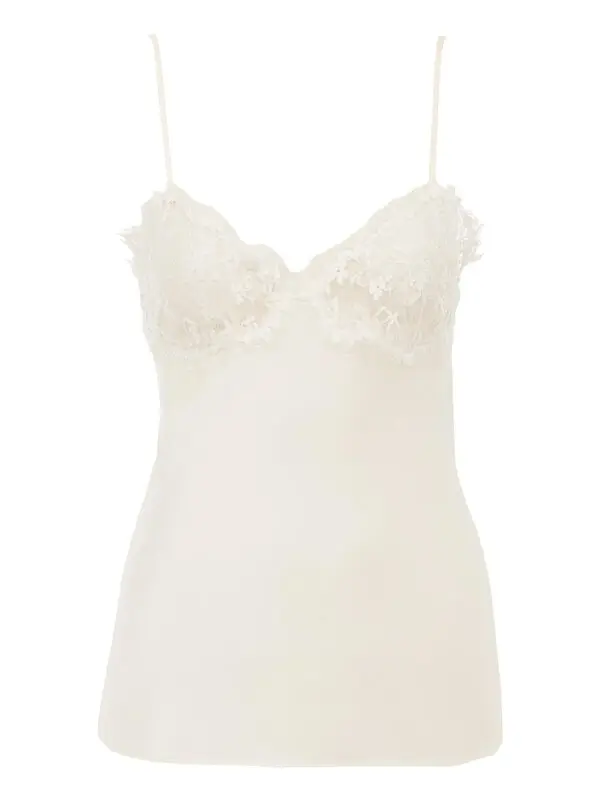 Chloé Lace-trimmed Silk Satin Top - White