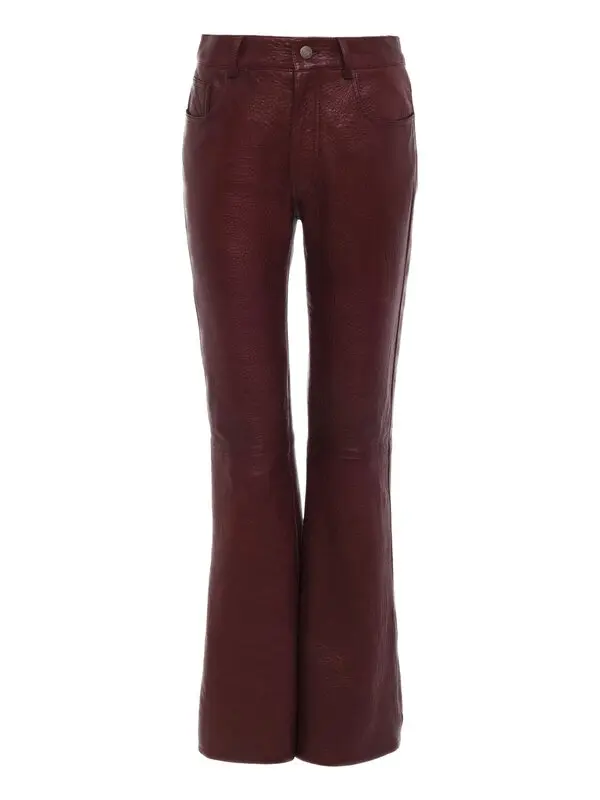 Chloé Leather Kick Flare Trousers - Burgundy