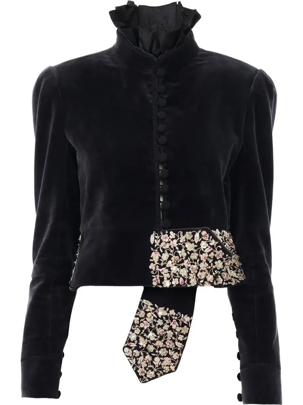 Chloé Embroidered Cotton Velvet Jacket - Black