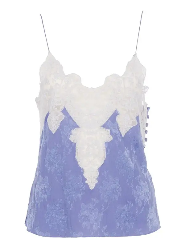 Chloé Lace-trimmed Silk-jacquard Camisole - Blue
