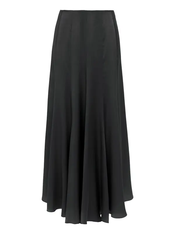 Chloé Washed Silk Satin Maxi Skirt - Black