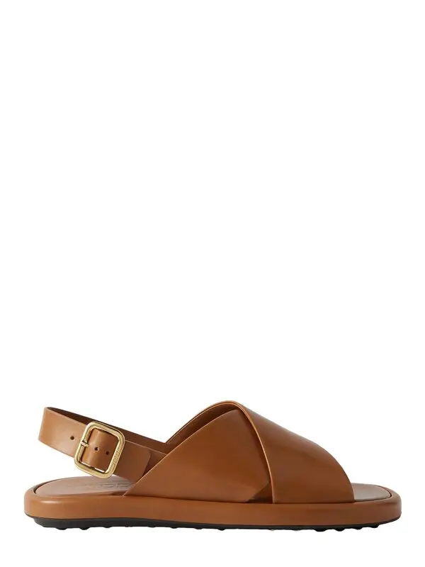 TOD'S Leather Slingback Sandals - Brown