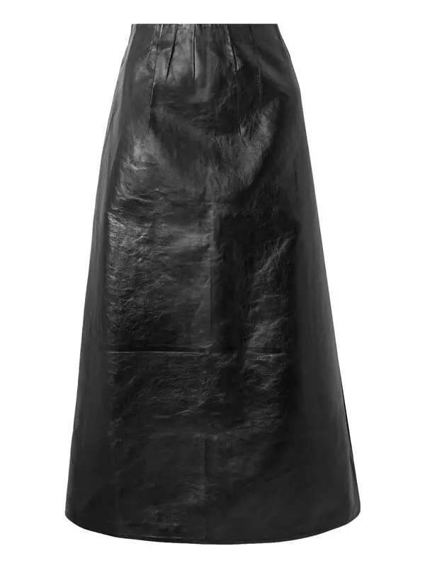 Marni Paneled Crinkled-leather Midi Skirt - Black