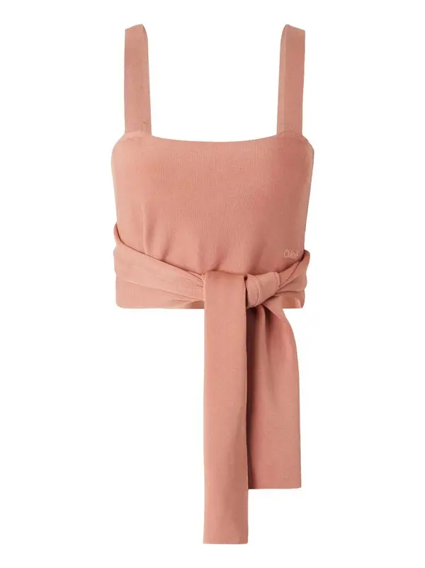 Chloé Cropped Jersey Wrap Top - Pink