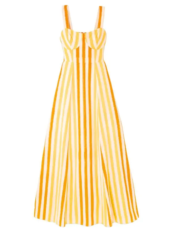 EMPORIO SIRENUSE Azzurra Striped Cotton Maxi Dress - Yellow