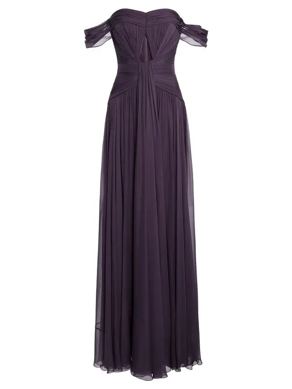 Zuhair Murad Off-the-shoulder Chiffon Dress - Purple