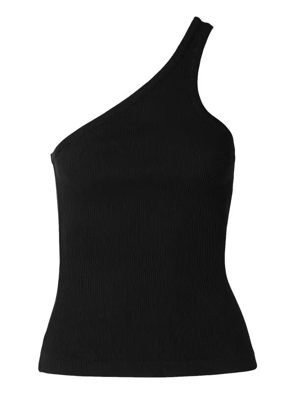 AGOLDE Verica One-shoulder Ribbed-knit Tank - Black