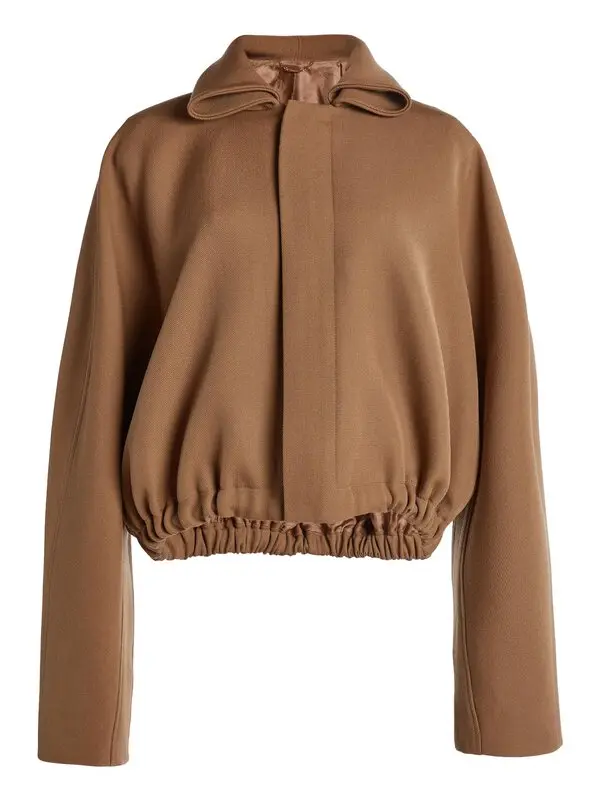 Victoria Beckham Rolled-neck Virgin Wool Bomber - Brown