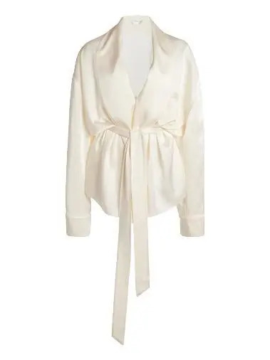 Victoria Beckham Wrapped Pajama Top - Ivory