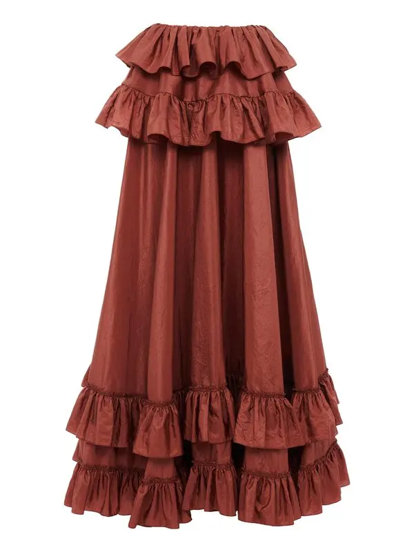 Chloé Ruffled Silk Taffeta Maxi Skirt - Pink