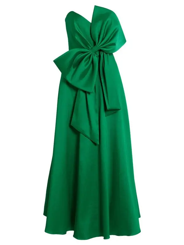 Badgley Mischka Strapless Bow-detailed Gown - Green