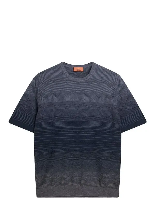 Missoni Jacquardknit Cotton Tshirt - Navy