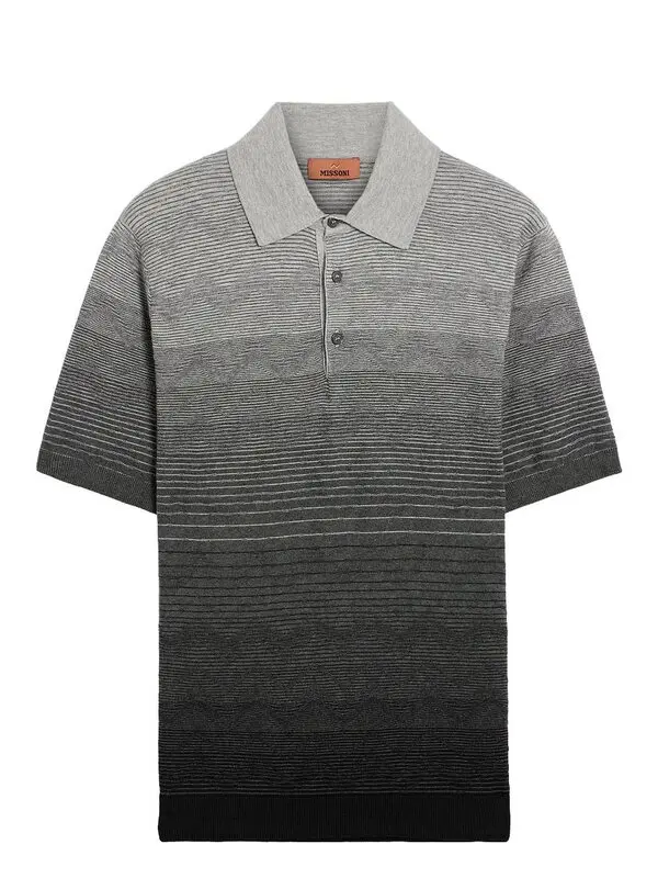 Missoni Spacedyed Jacquardknit Cotton Polo Shirt - Gray