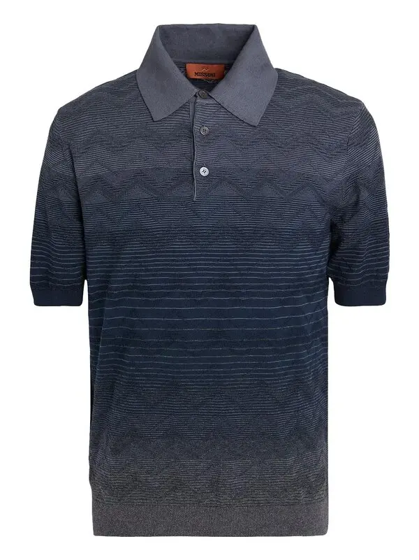 Missoni Spacedyed Jacquardknit Cotton Polo Shirt - Navy