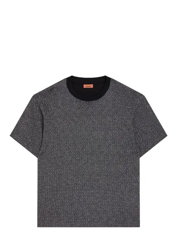 Missoni Metallic Crochetknit Cottonblend Tshirt - Dark Gray