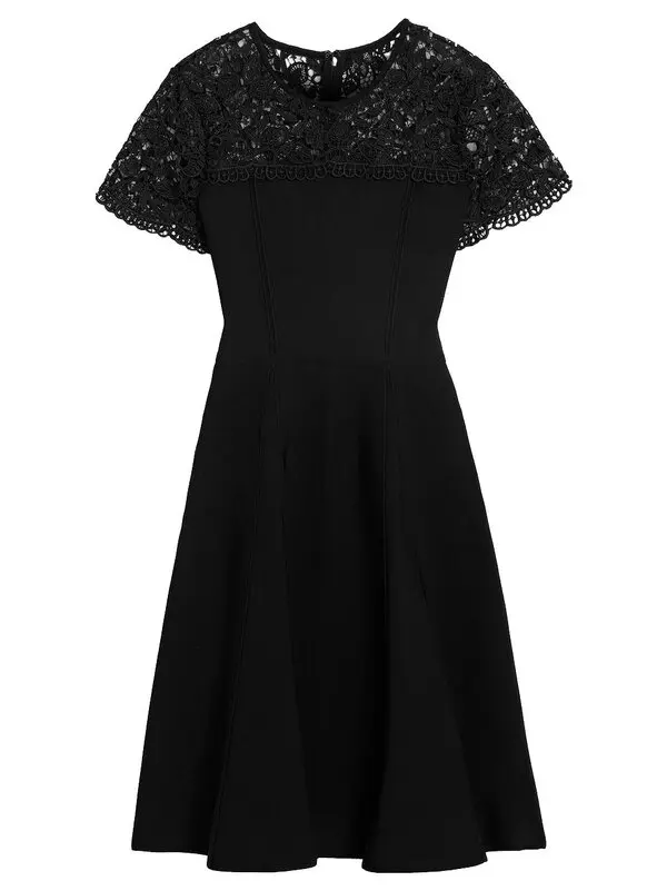 Carolina Herrera Guipure Lace And Stretch-knit Dress - Black