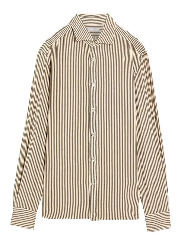 Boglioli Striped Lyocell Shirt - Army Green