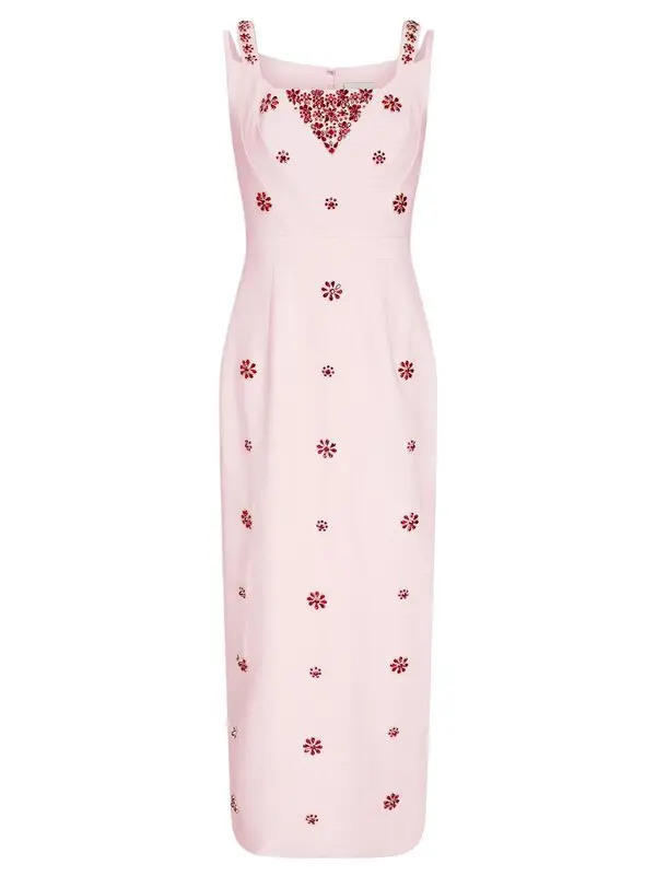 Huishan Zhang Arlene Crystal-embellished Crepe Midi Dress - Baby Pink