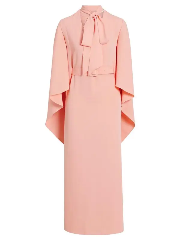 Huishan Zhang Salina Cape-effect Crepe Maxi Dress - Peach