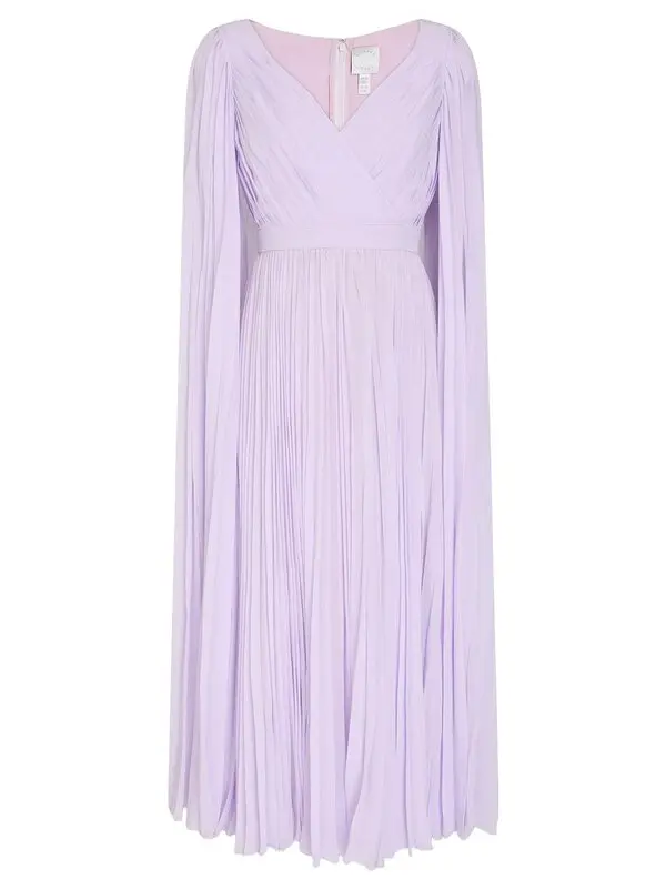 Huishan Zhang Beryl Cape-effect Pleated Georgette Midi Dress - Lilac