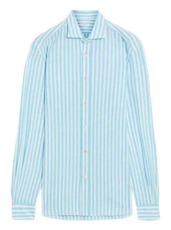 Boglioli Striped Linen And Cottonblend Shirt - Sky Blue