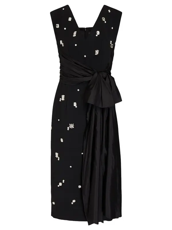 Huishan Zhang Kinsley Crystal-embellished Crepe Midi Dress - Black