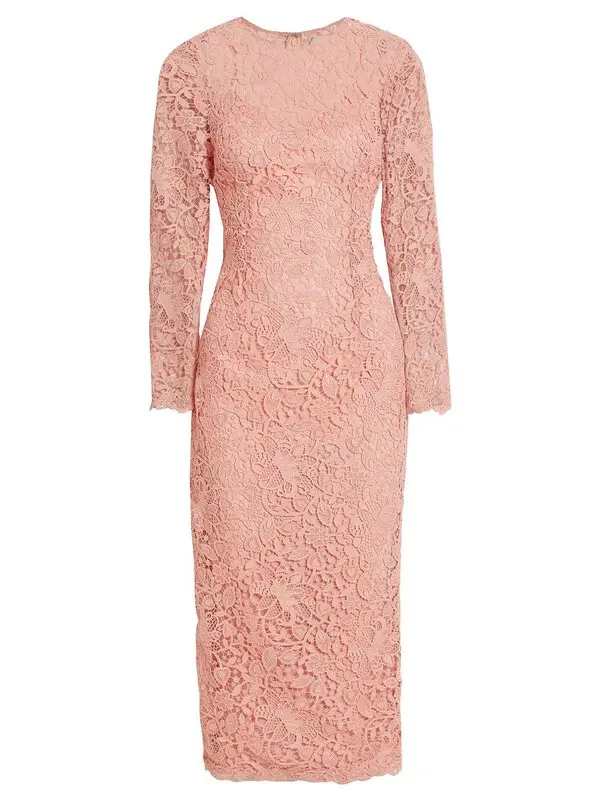 Carolina Herrera Guipure Lace Midi Dress - Blush
