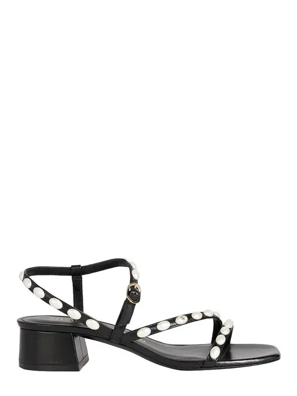 STUART WEITZMAN Pearlita 35 Faux Pearl-embellished Leather Sandals - Black