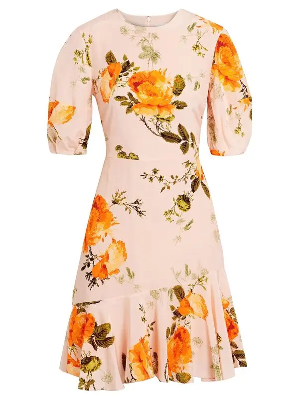Erdem Floral-print Silk Crepe De Chine Mini Dress - Baby Pink