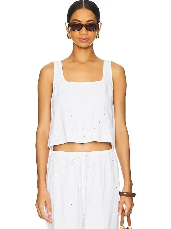 Bella Dahl Square Neck Button Back Tank - White