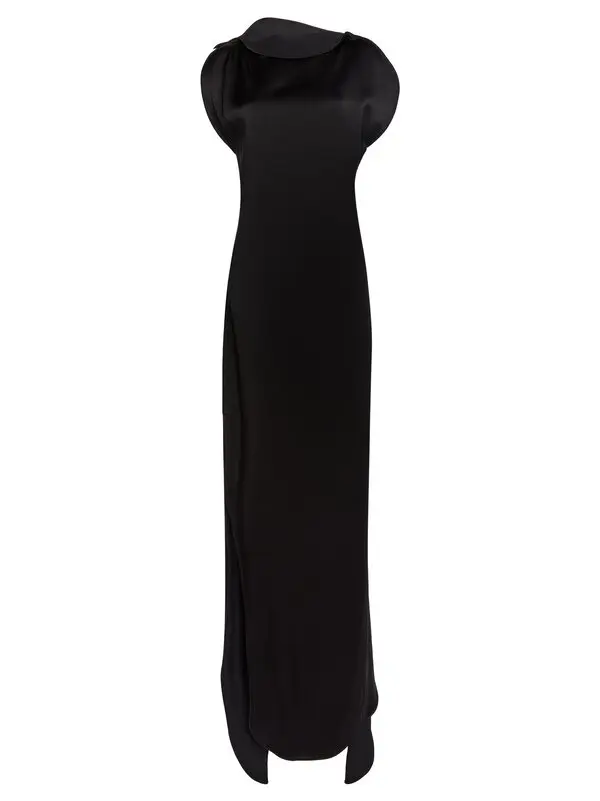 Victoria Beckham Draped Satin Gown - Black