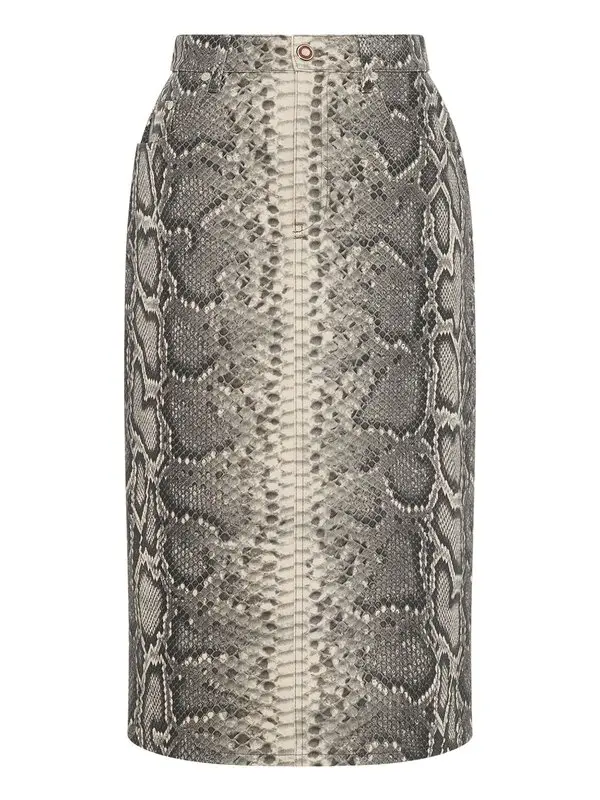 Gabriela Hearst Adalaide Snake-printed Denim Midi Skirt - Grey